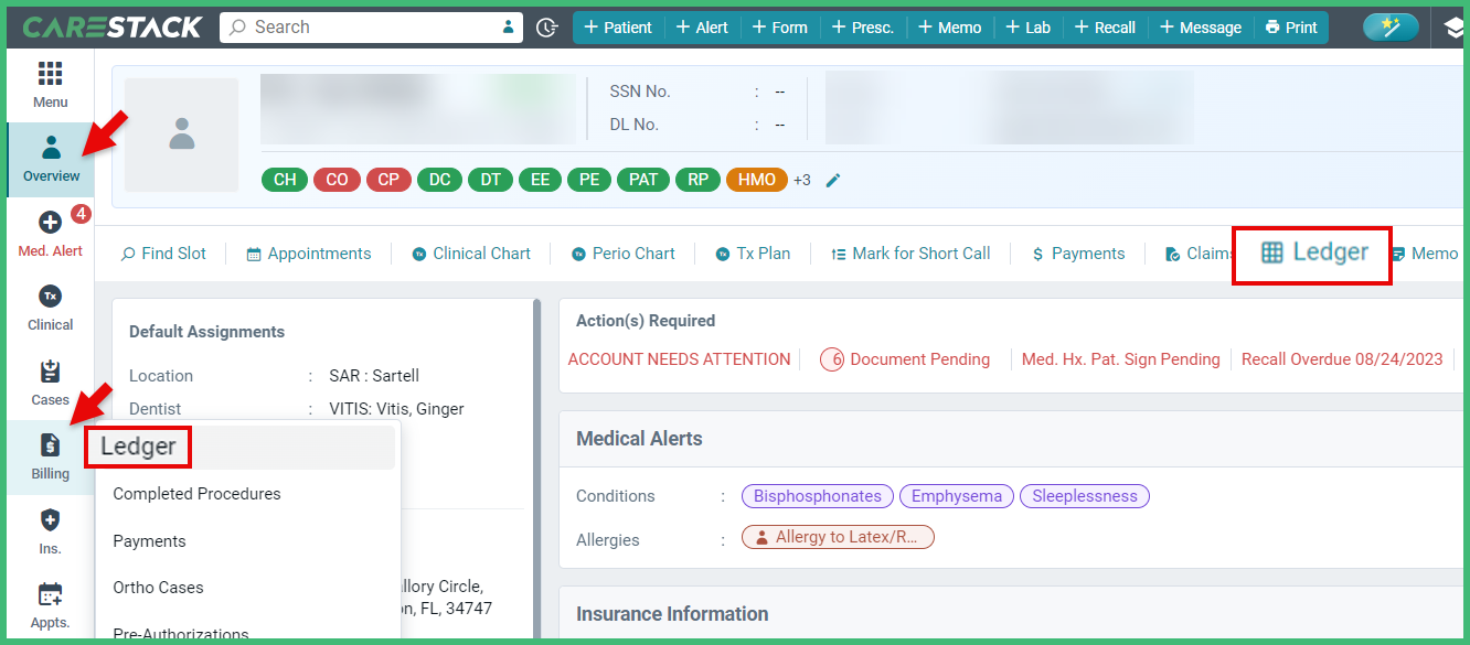 Ledger Transactions and Extended Features – CareStack: User Resource Center