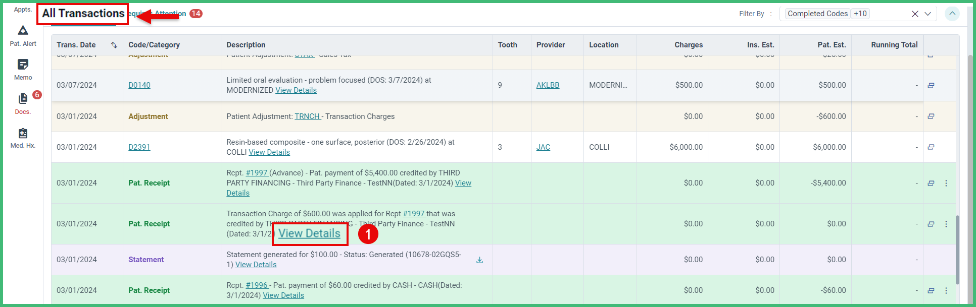 Ledger Transactions and Extended Features – CareStack: User Resource Center