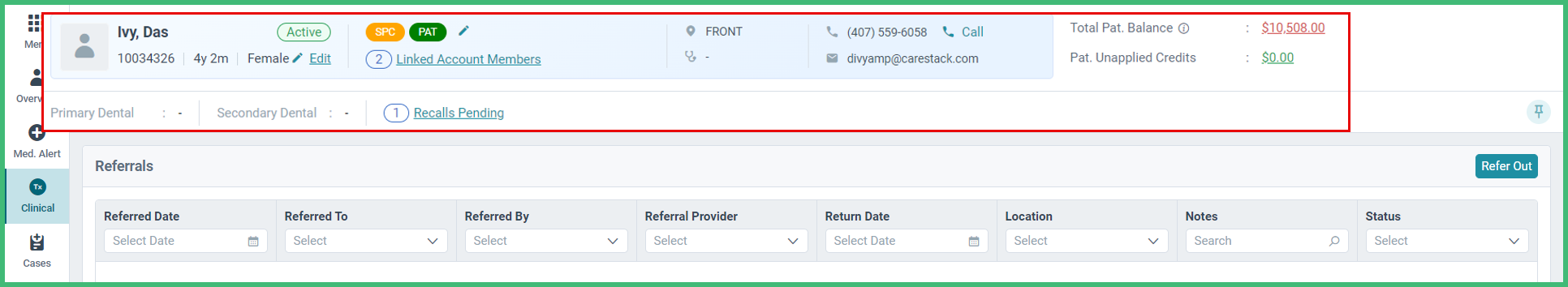 All About Patient Top Card – CareStack: User Resource Center