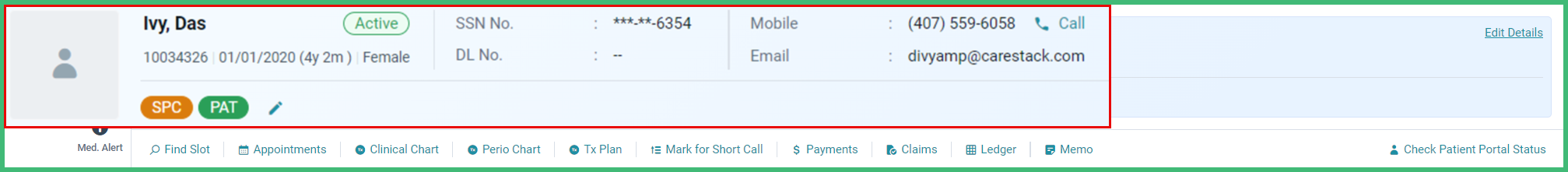 All About Patient Top Card – CareStack: User Resource Center