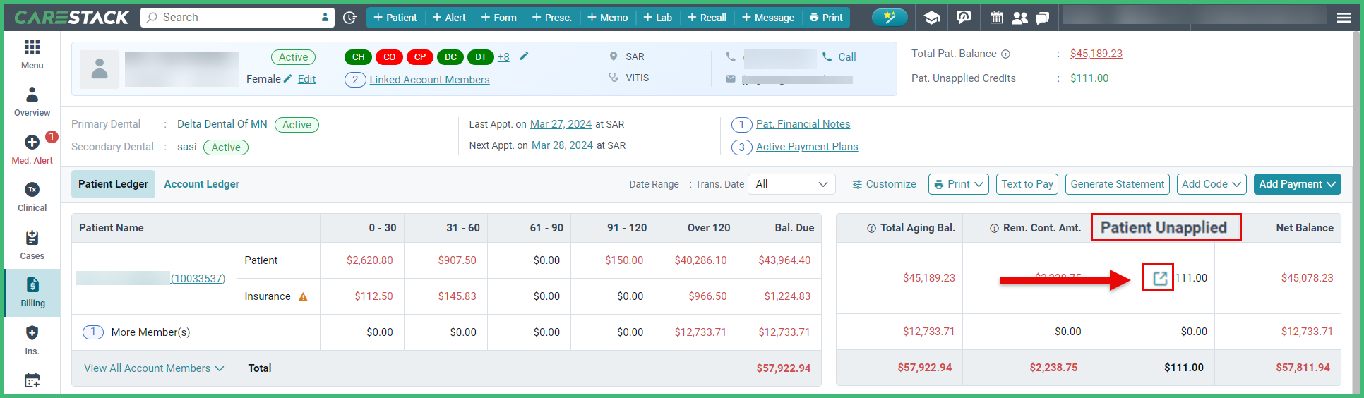 Ledger Transactions and Extended Features – CareStack: User Resource Center