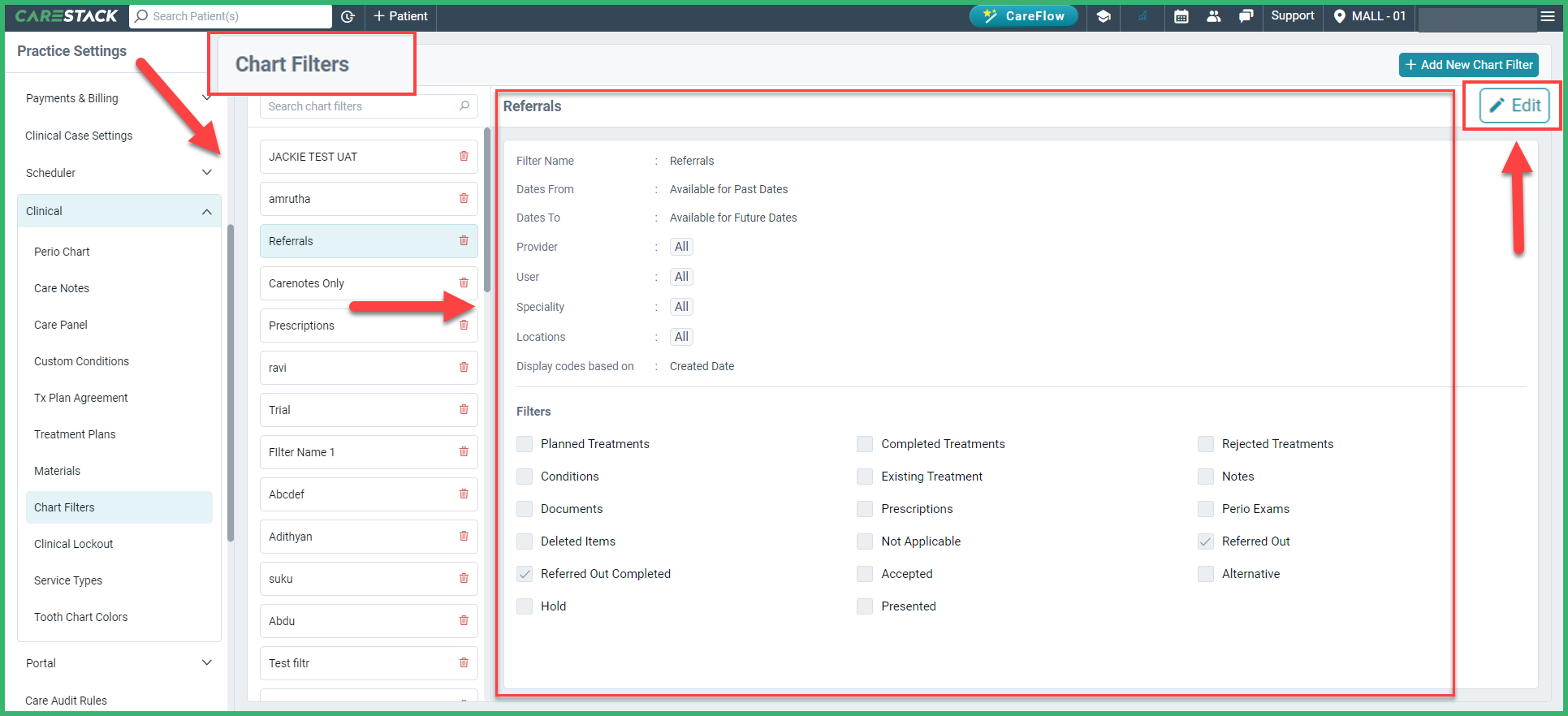 An Overview of Practice Settings for Chart Filters – CareStack: User Resource Center