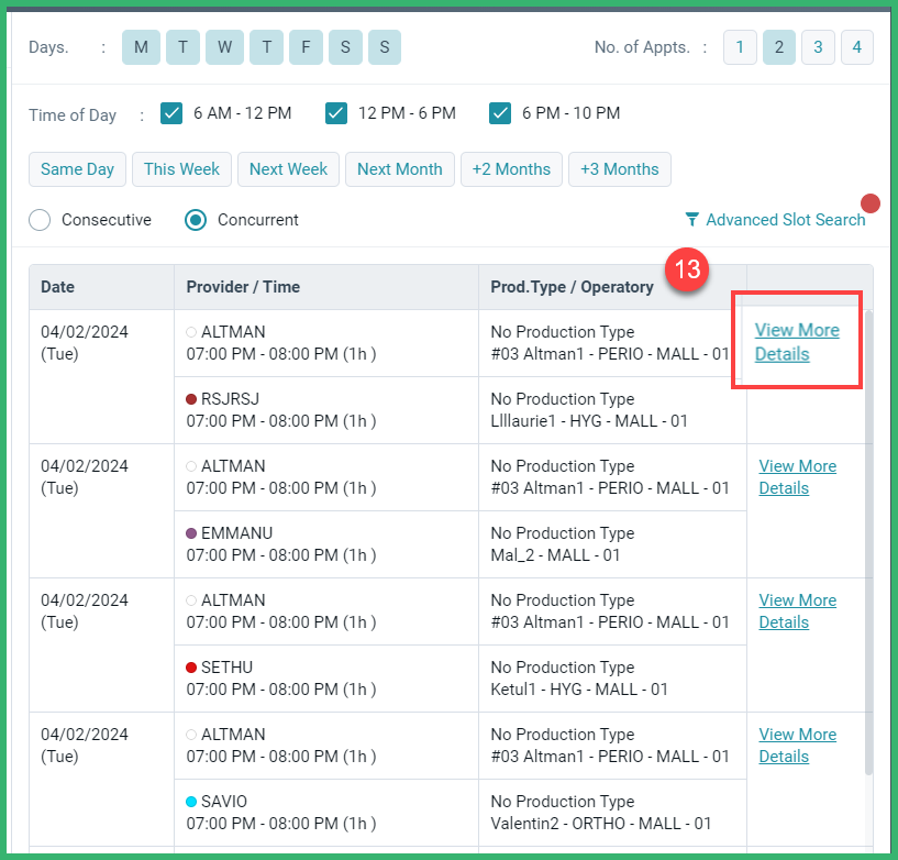 Book Family Appointments using Custom Filters via Find Slot – CareStack: User Resource Center