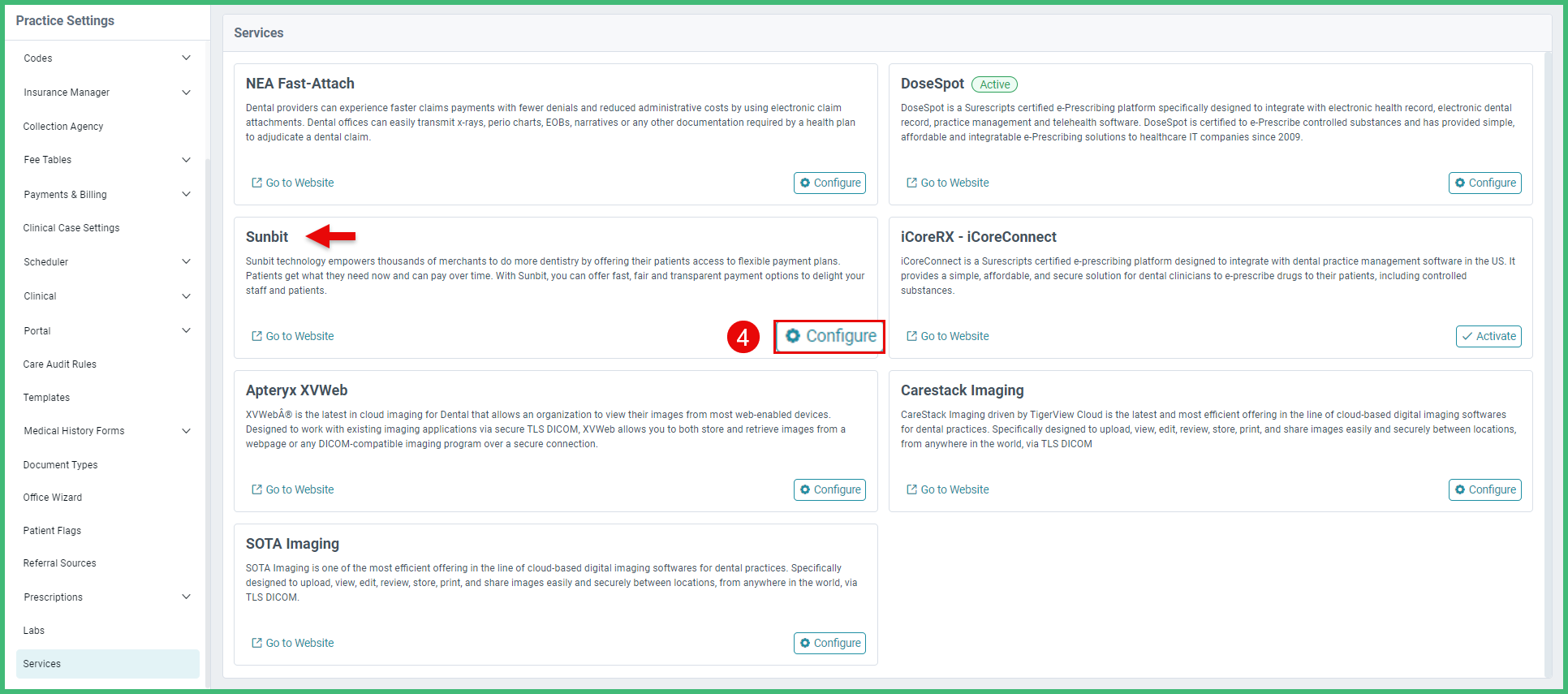 Configure NEA FastAttach and Sunbit on Practice Settings – CareStack: User Resource Center