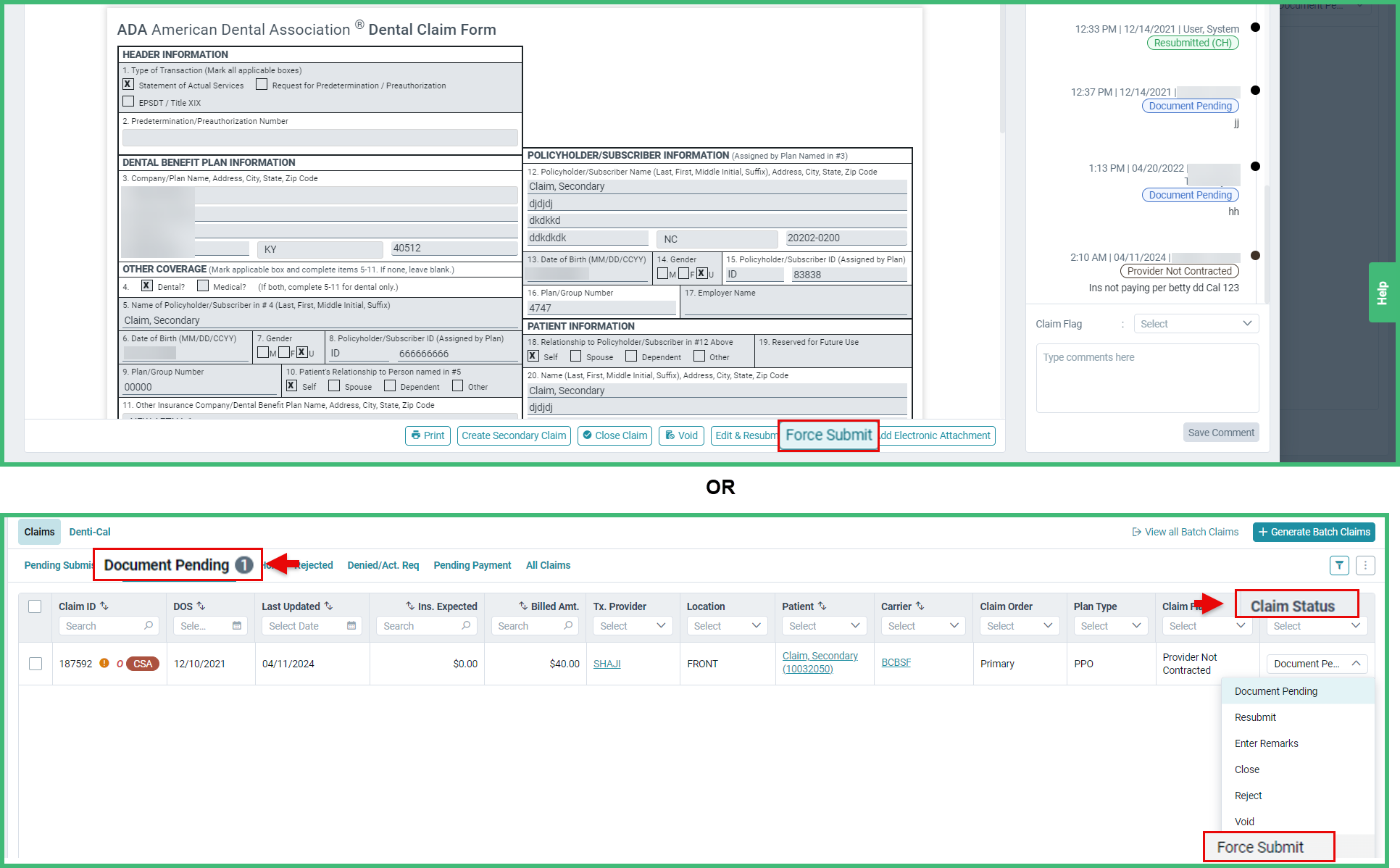 Manage Pending Claims – CareStack: User Resource Center
