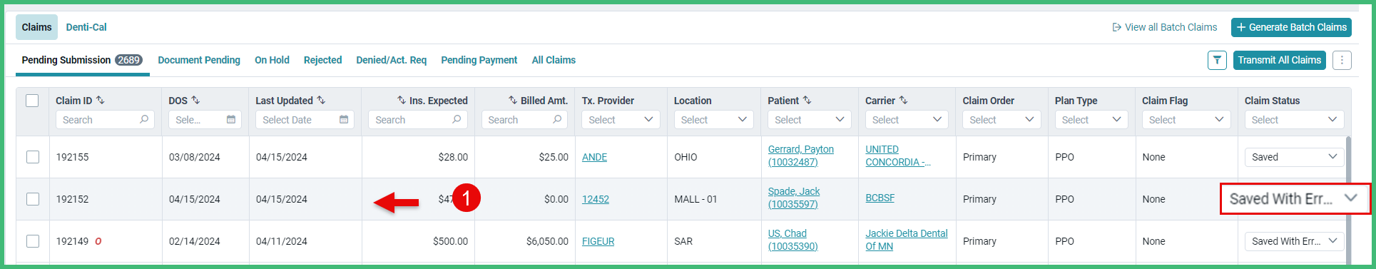 Manage Pending Claims – CareStack: User Resource Center