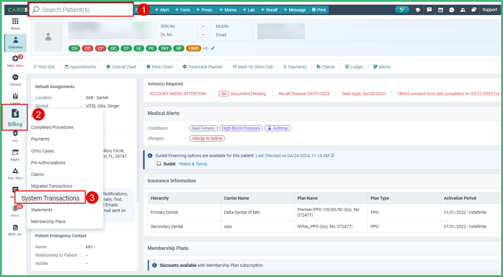 View System Transactions – CareStack: User Resource Center