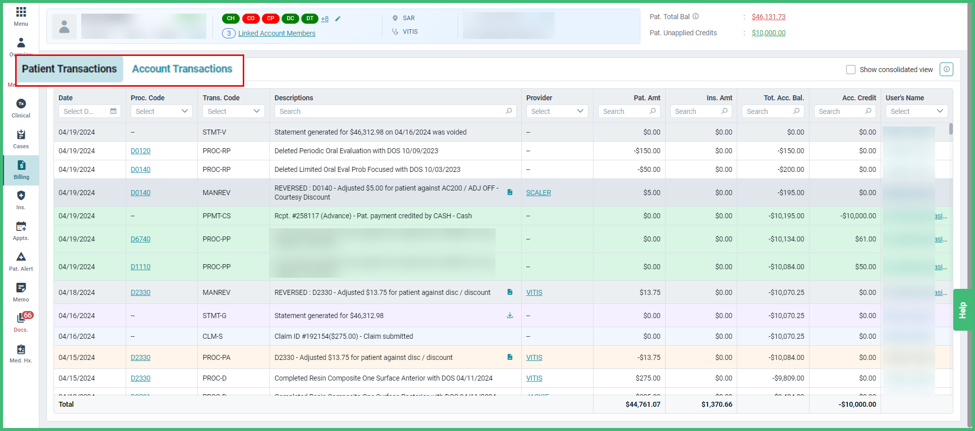 View System Transactions – CareStack: User Resource Center