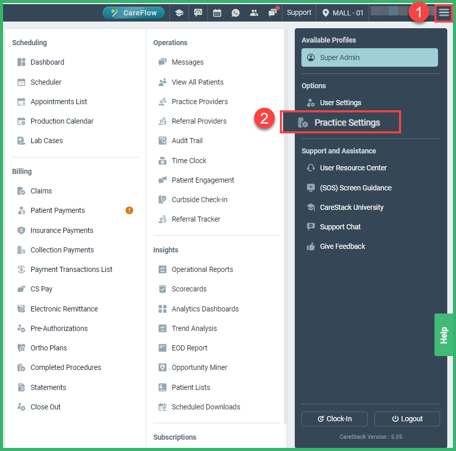 Enable Office Region and Division – CareStack: User Resource Center