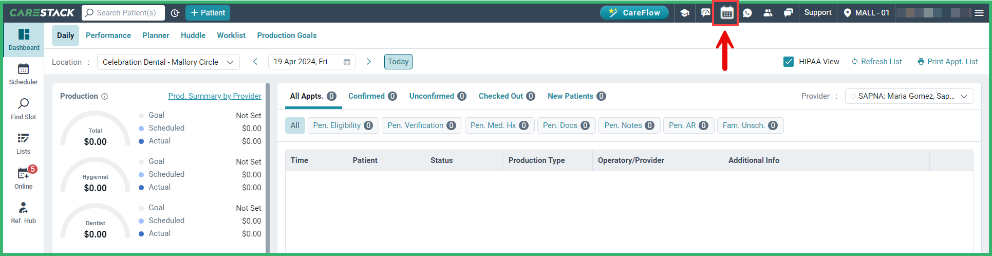 A Detailed Overview of the Scheduler – CareStack: User Resource Center