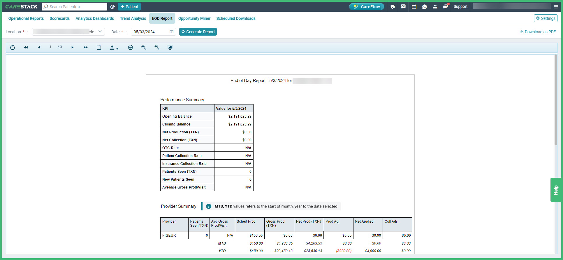 Generate End of Day (EOD) Report – CareStack: User Resource Center