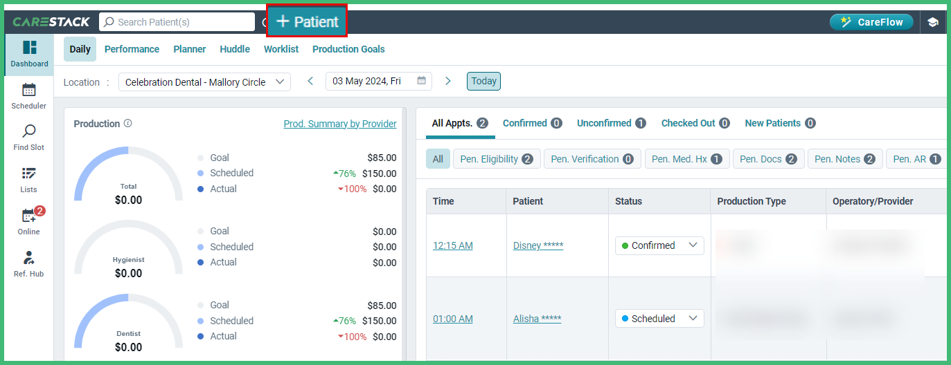 Add A New Patient in CareStack – CareStack: User Resource Center