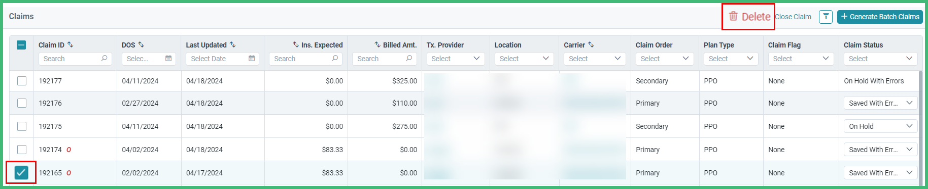 Manage Claims of a Selected Patient – CareStack: User Resource Center