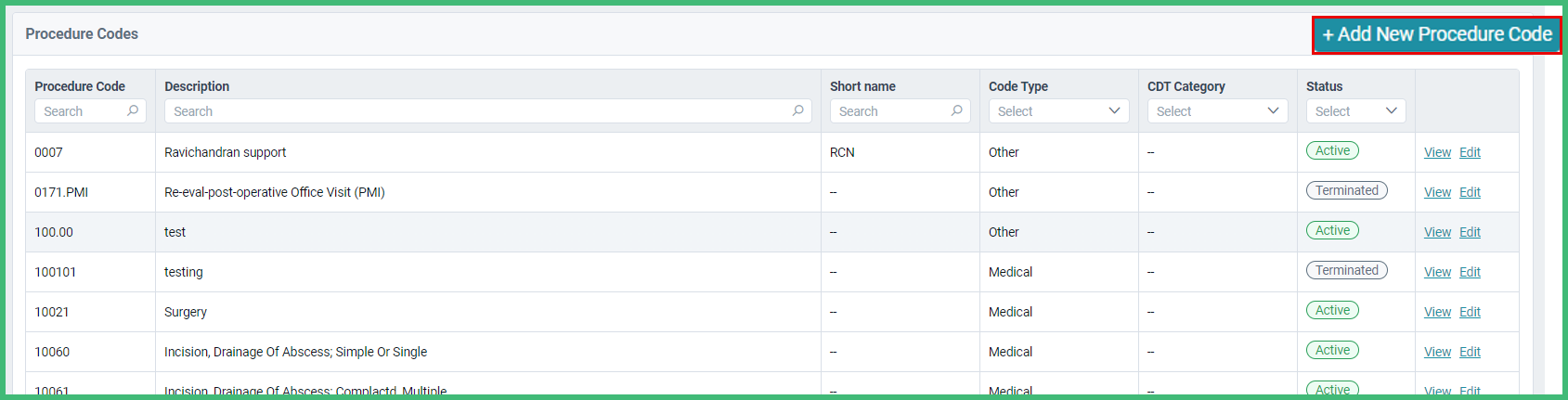 Add, View, and Edit Procedure Codes – CareStack: User Resource Center