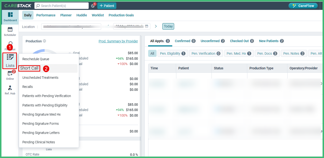 An Overview of the Short Call Feature – CareStack: User Resource Center