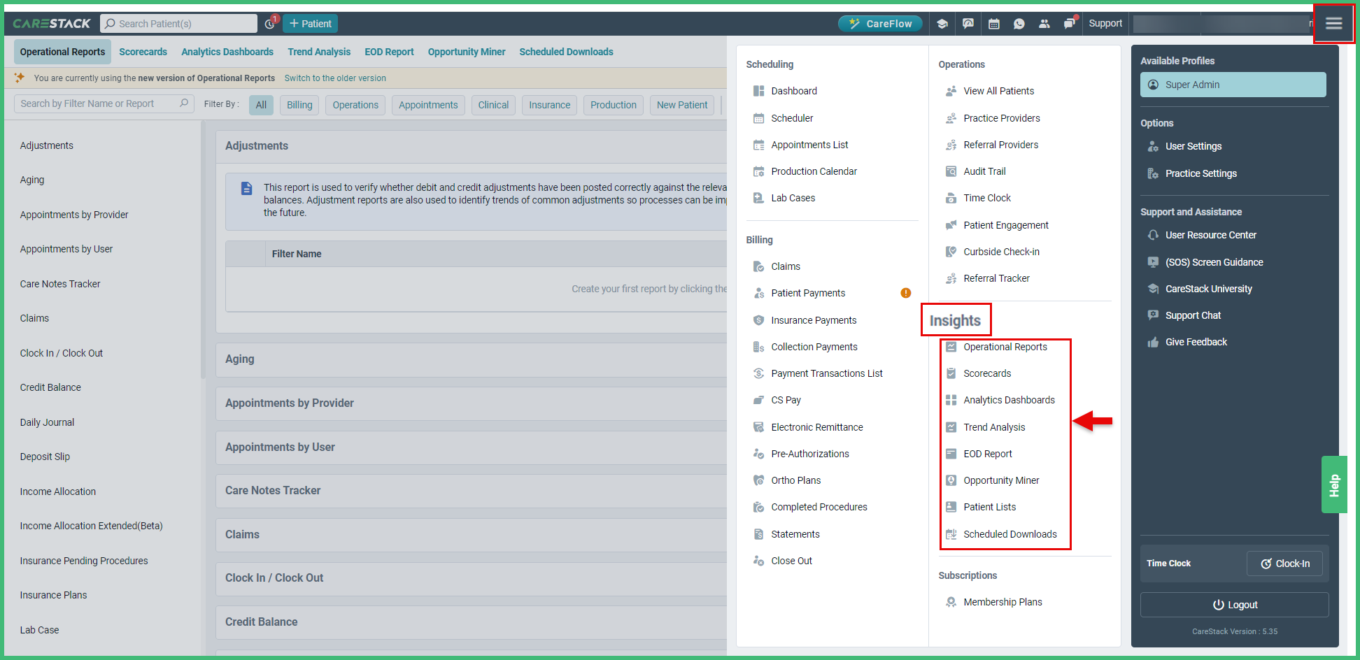Configure Insights Settings in CareStack – CareStack: User Resource Center