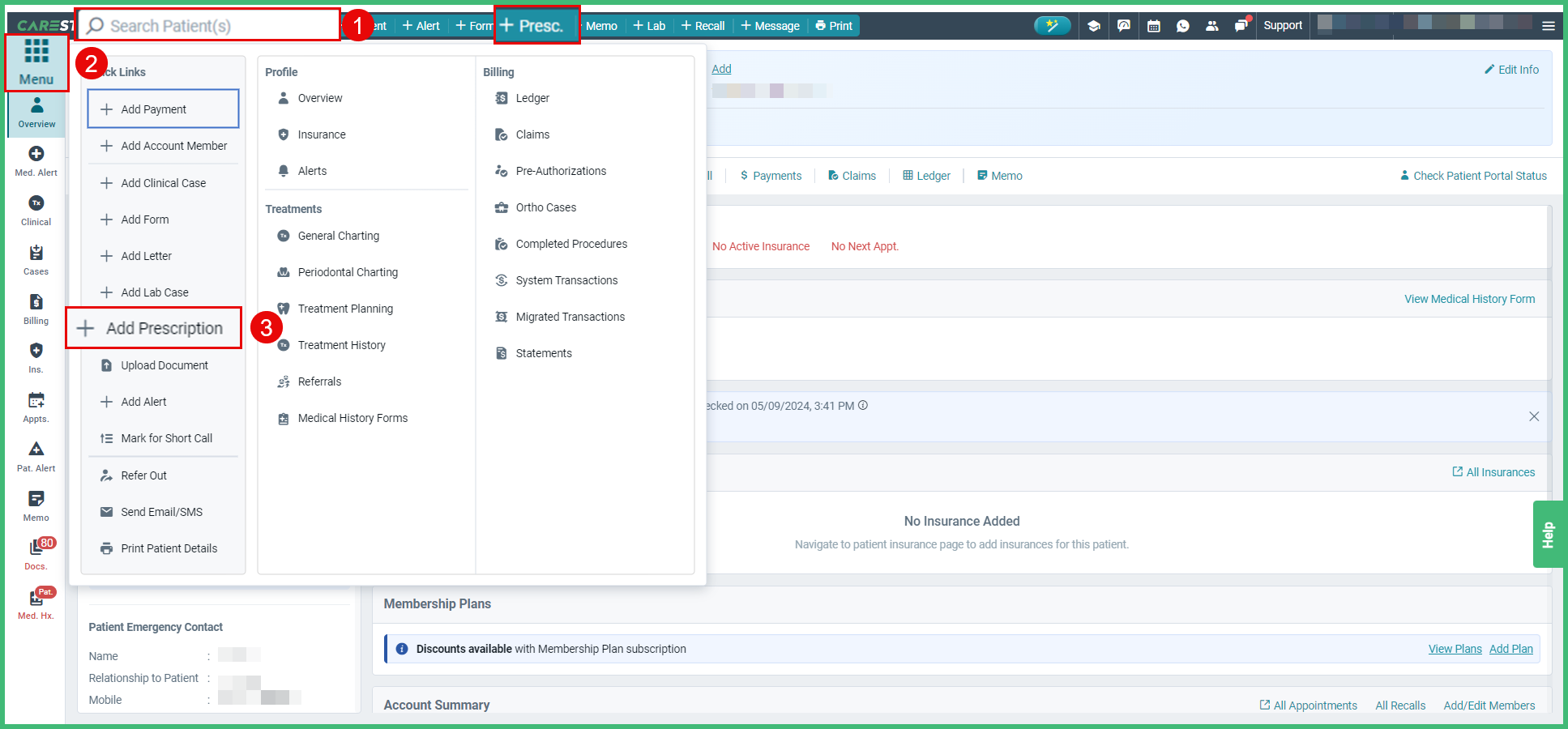 Add Prescriptions for a Patient – CareStack: User Resource Center