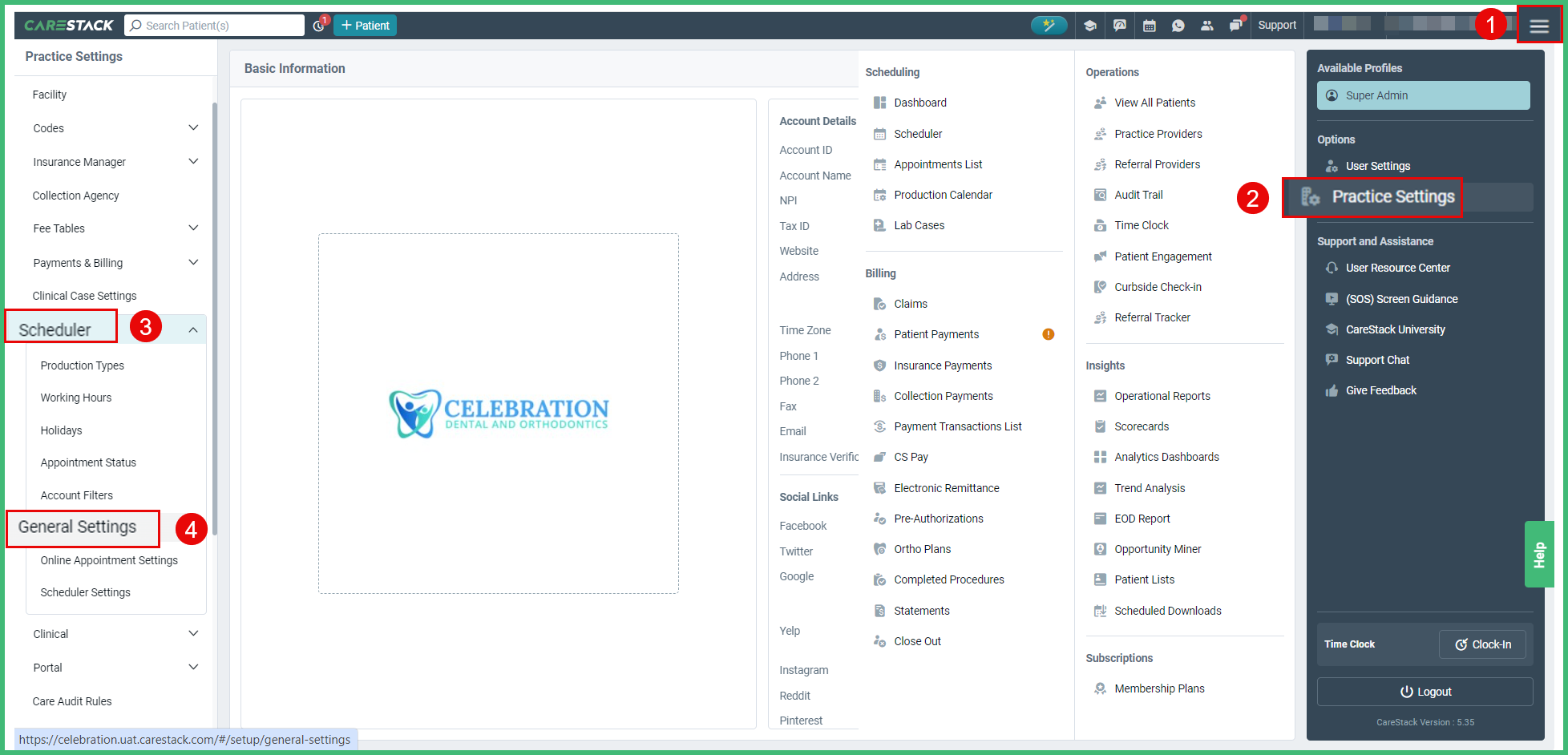 Configure Scheduler General Settings – CareStack: User Resource Center