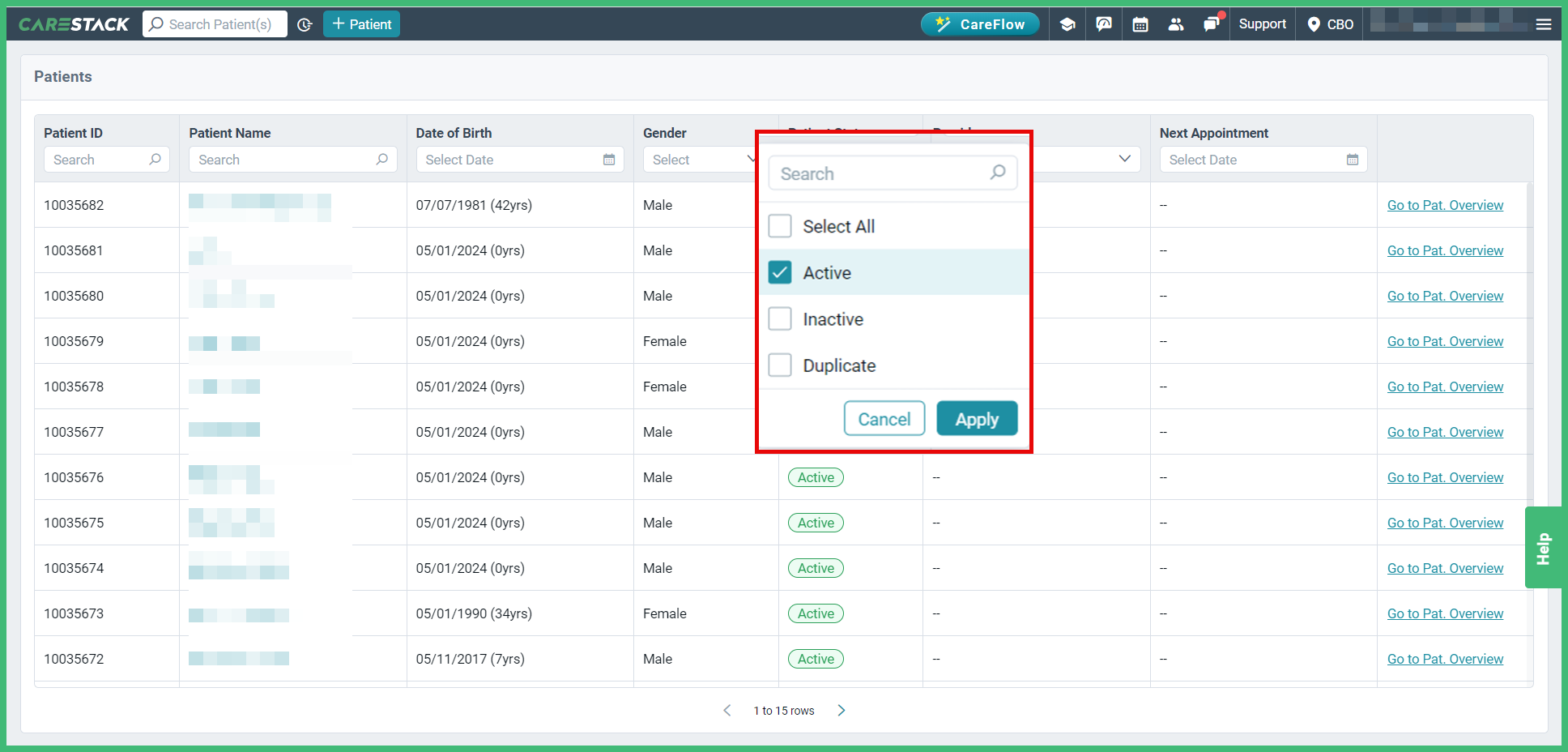 Manage & View all Patients – CareStack: User Resource Center