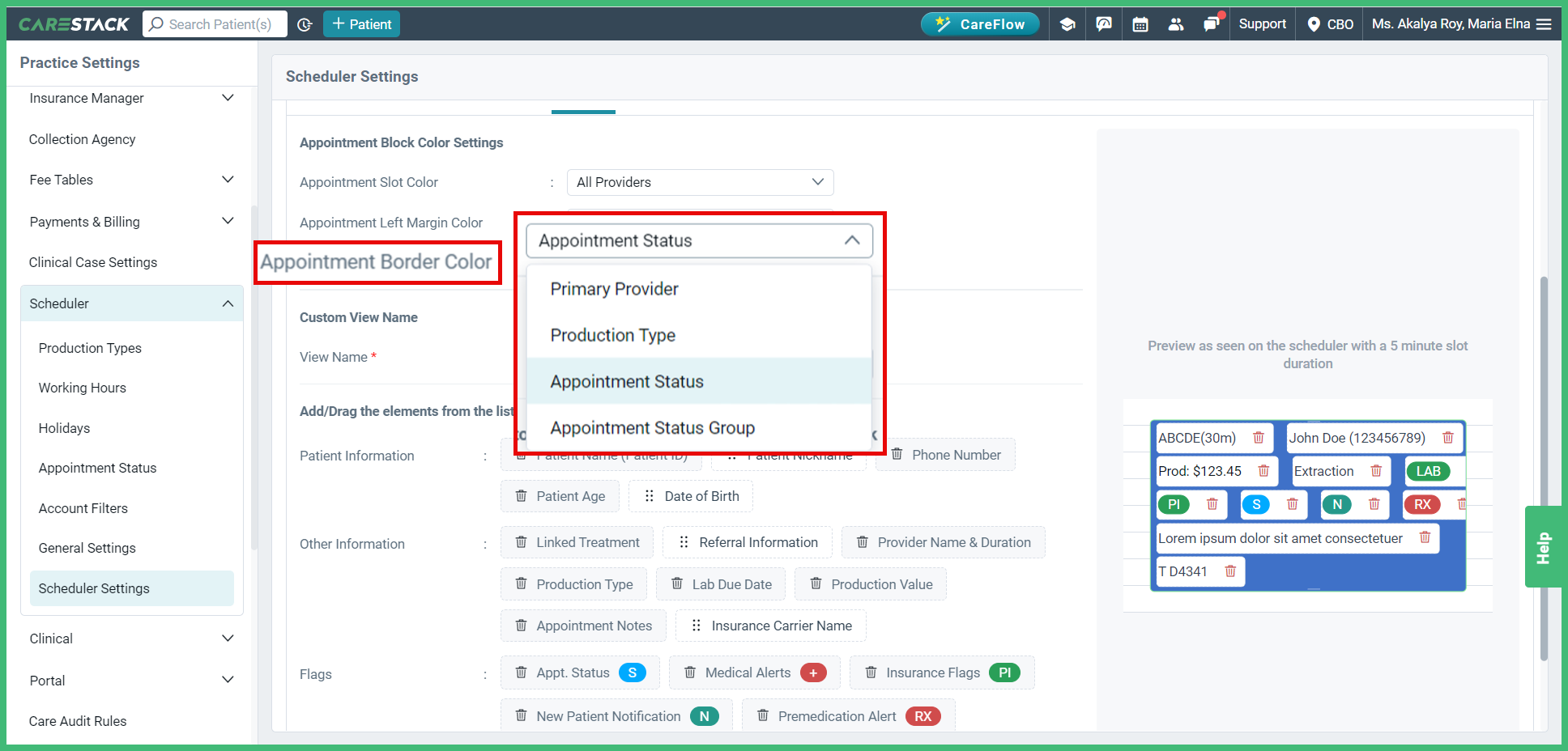 Configure Scheduler Settings – CareStack: User Resource Center