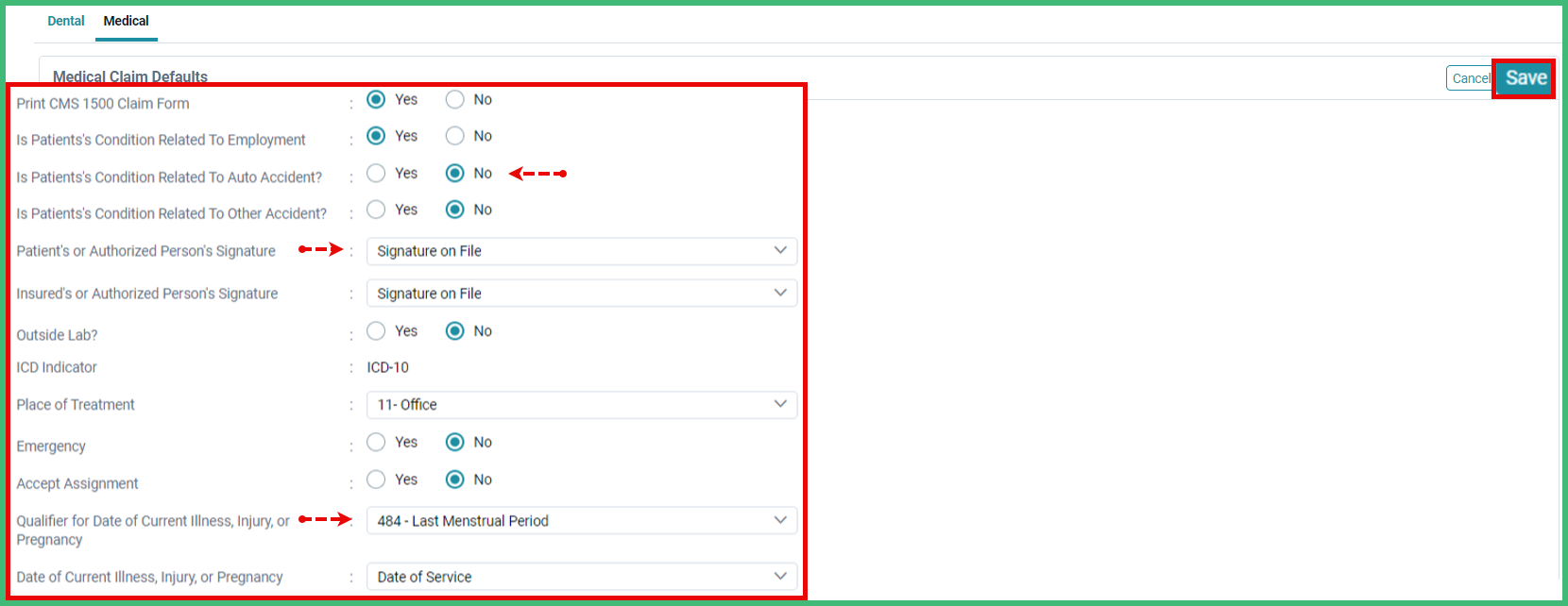 Set Up Claim Form Defaults – CareStack: User Resource Center