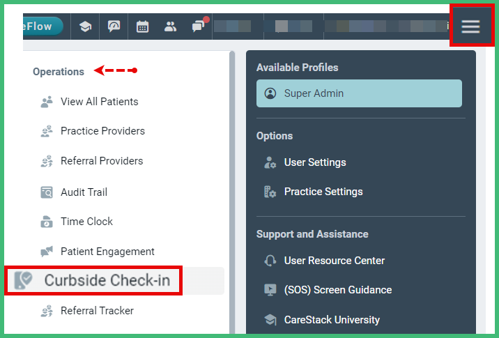 Configure Curbside Check In – CareStack: User Resource Center
