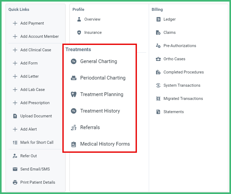 Explore the Patient Menu – CareStack: User Resource Center