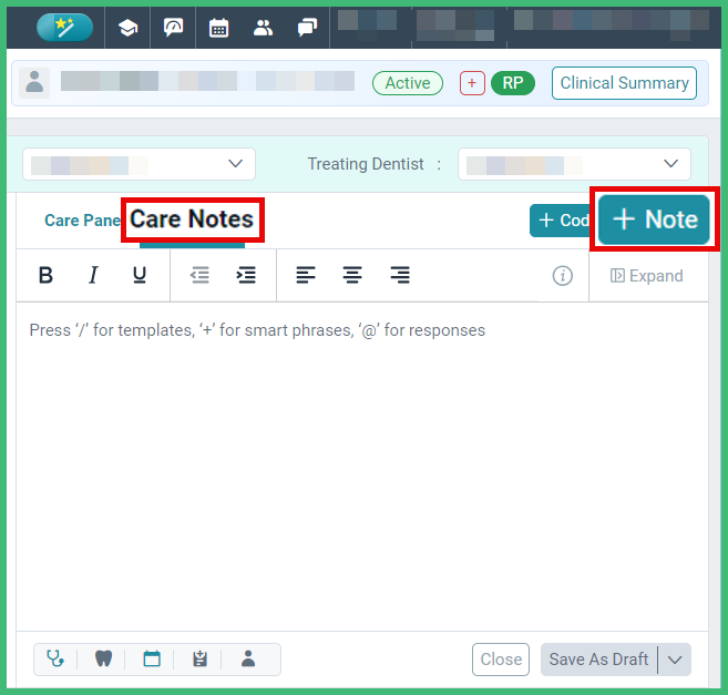 Add or Create Care Notes – CareStack: User Resource Center