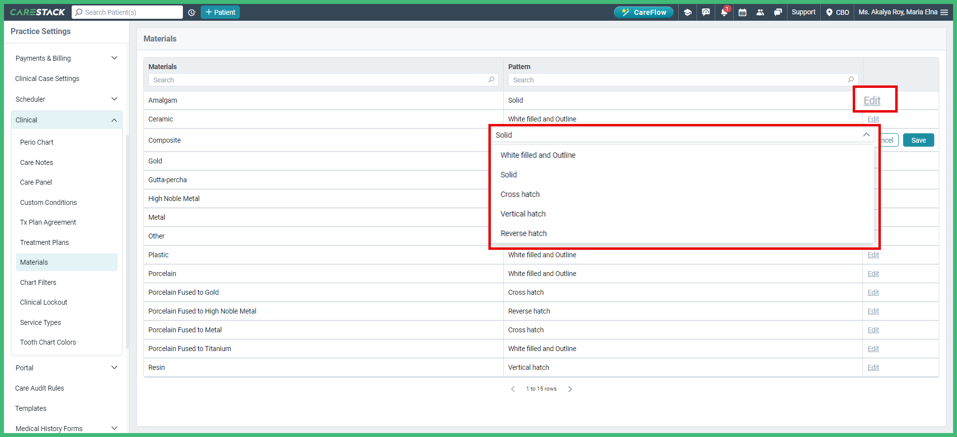 Manage Materials for Clinical Chart – CareStack: User Resource Center