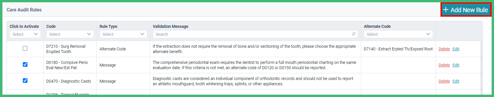 Add and Configure Care Audit Rules – CareStack: User Resource Center