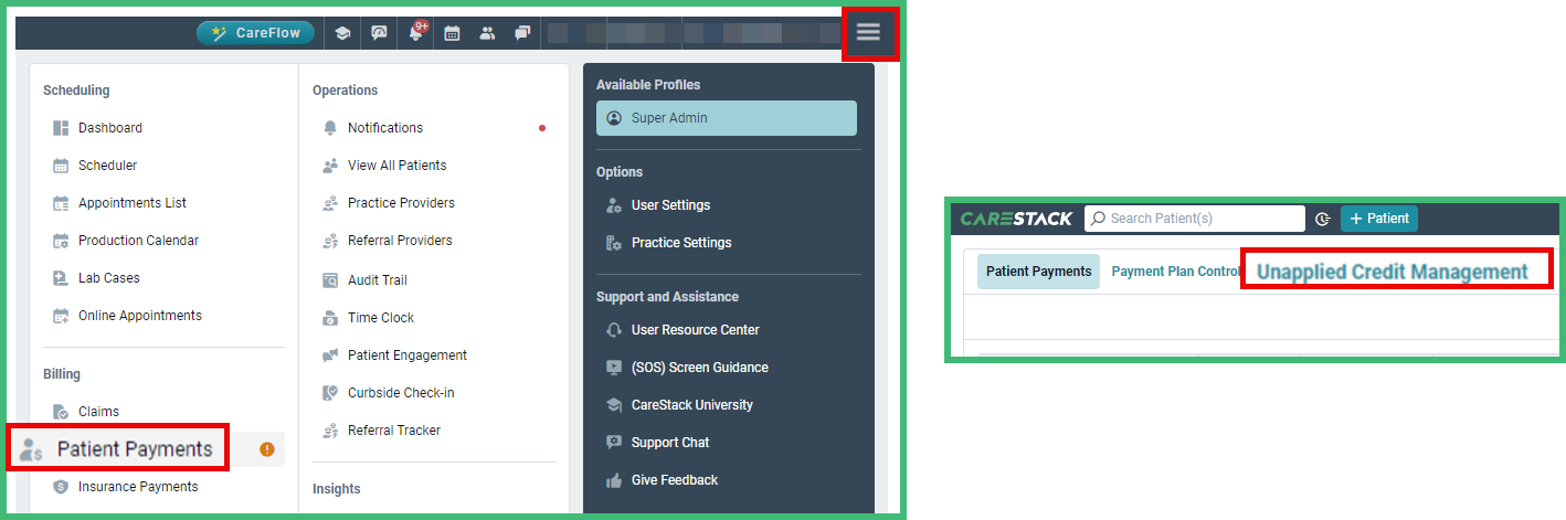 Setup and Manage Unapplied Credits via UCM – CareStack: User Resource ...