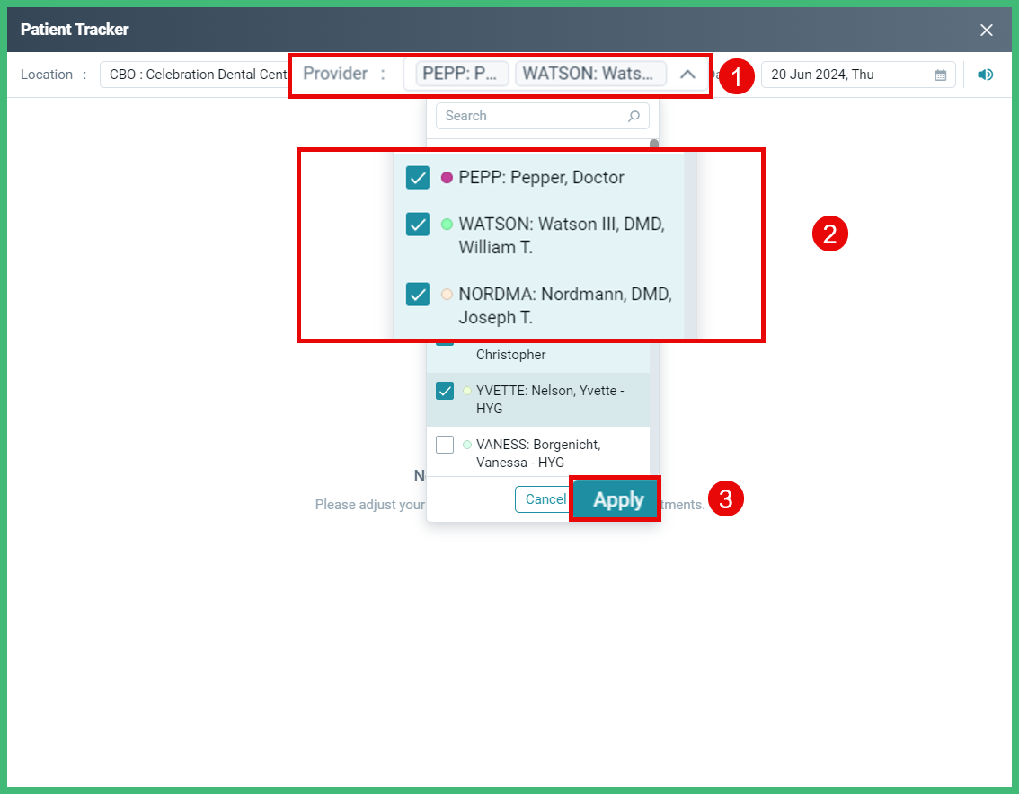 Filter Appointments by Provider on the Patient Tracker – CareStack ...