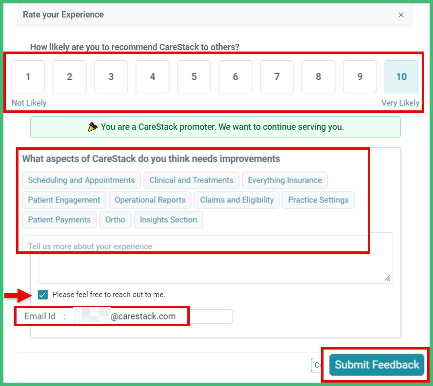 Provide User Feedback on CareStack – CareStack: User Resource Center