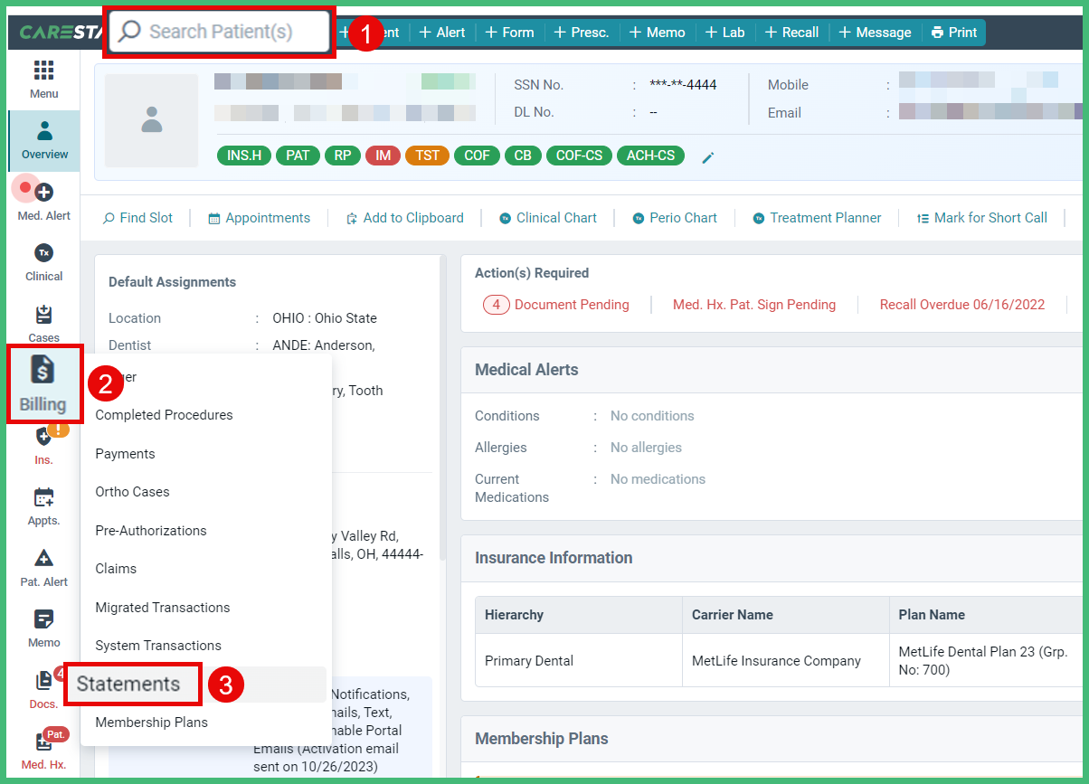 Generate Statements and Send to Patient – CareStack: User Resource Center
