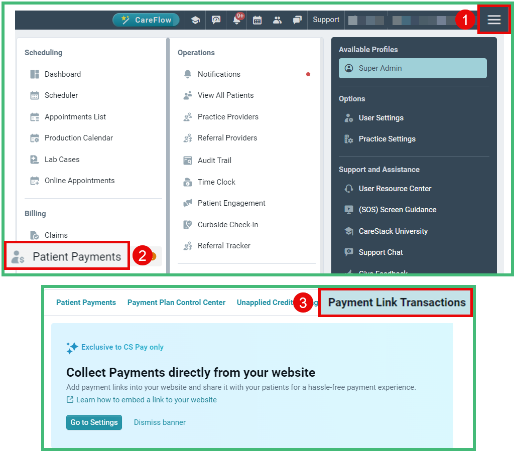 Setup Payment Links & Manage Transactions – CareStack: User Resource Center