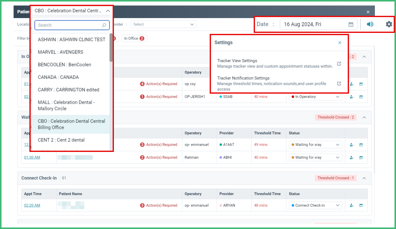 Utilizing the Patient Tracker & Configuring Audio Notifications – CareStack: User Resource Center
