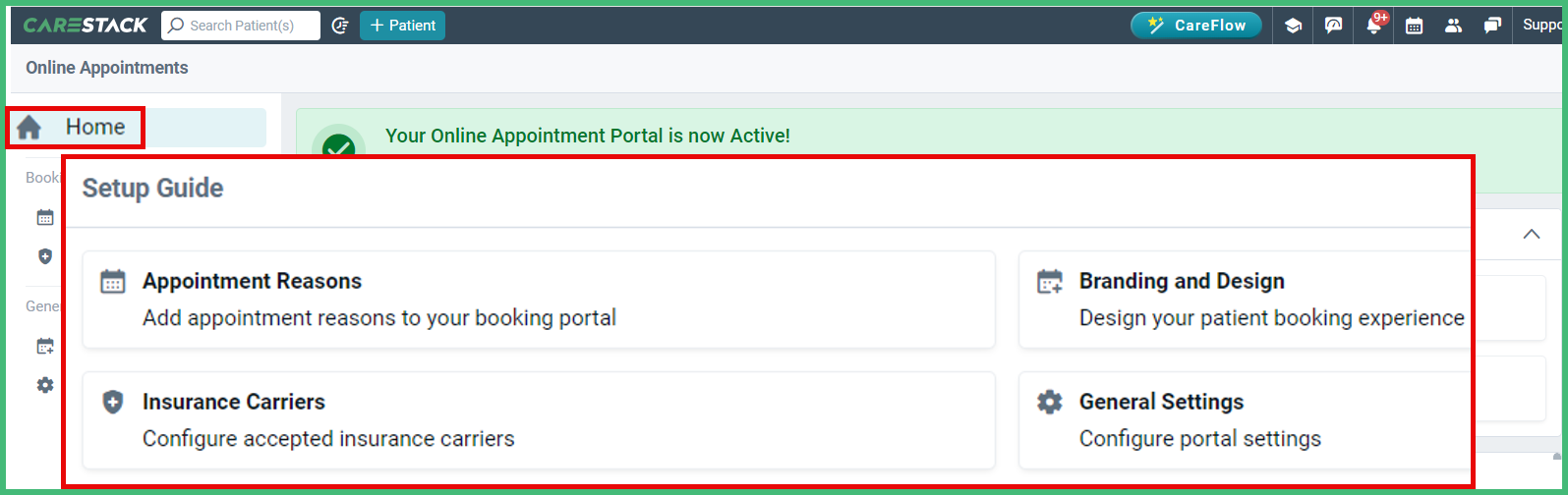 Manage Online Appointment Portal – CareStack: User Resource Center