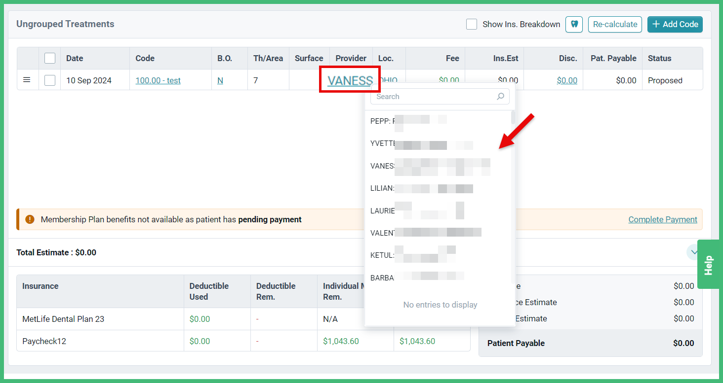 Change Provider or Billing Dentist of a Treatment Code – CareStack ...