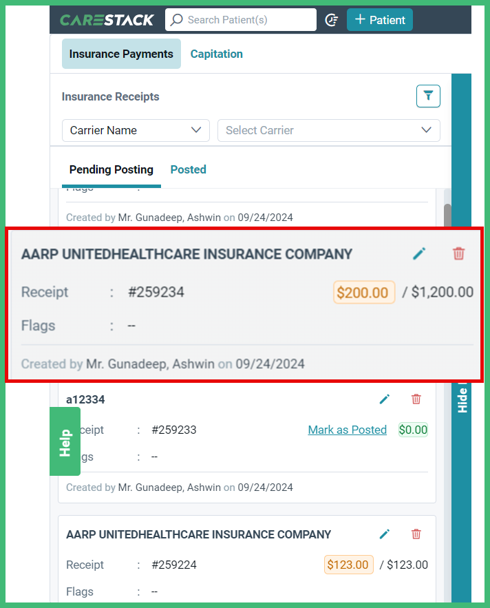 Post Bulk Insurance Payments – CareStack: User Resource Center