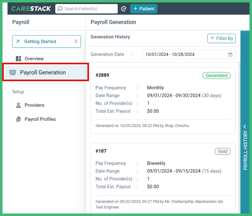 Explore Payroll Generation – CareStack: User Resource Center