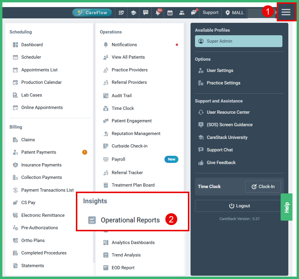 Generate Production Summary Report – CareStack: User Resource Center