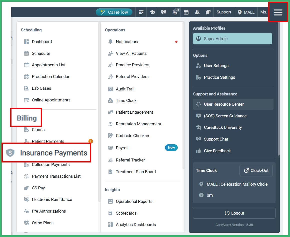 Insurance Payment Posting: Reverse Claim Transactions – CareStack: User ...