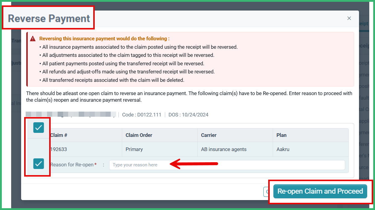 Insurance Payment Posting: Reverse Claim Transactions – CareStack: User Resource Center