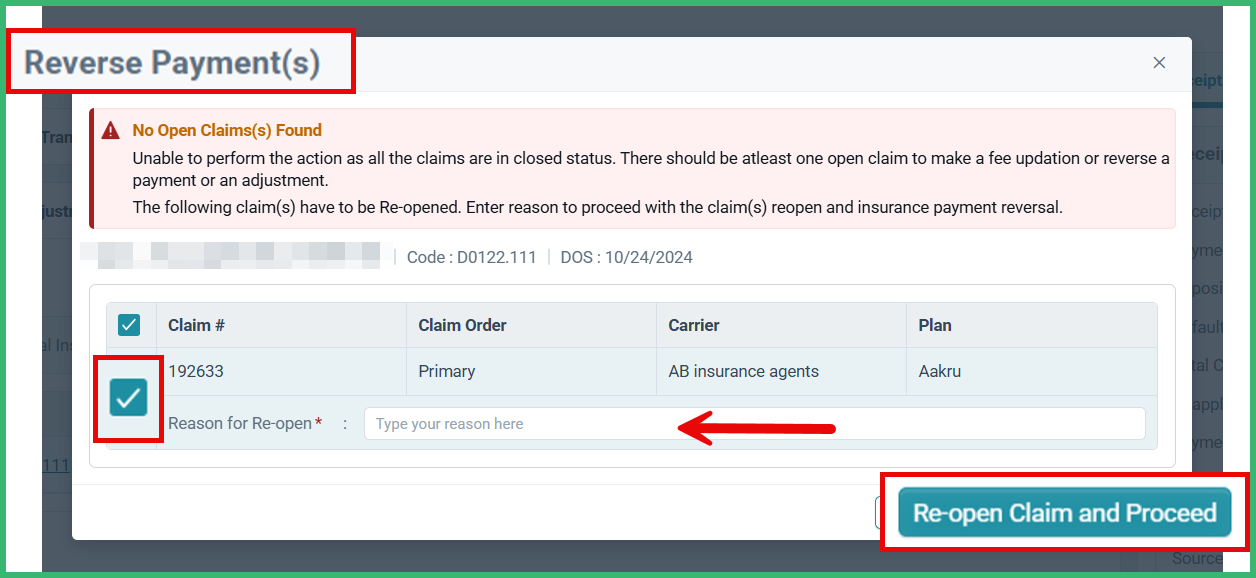 Insurance Payment Posting: Reverse Claim Transactions – CareStack: User ...