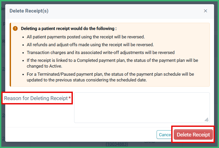 Reverse or Delete a Patient Payment Receipt – CareStack: User Resource Center