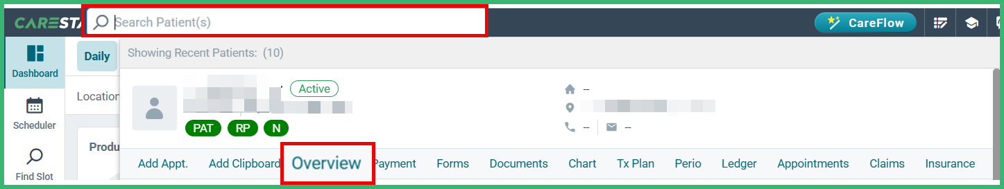 All About Patient Overview – CareStack: User Resource Center