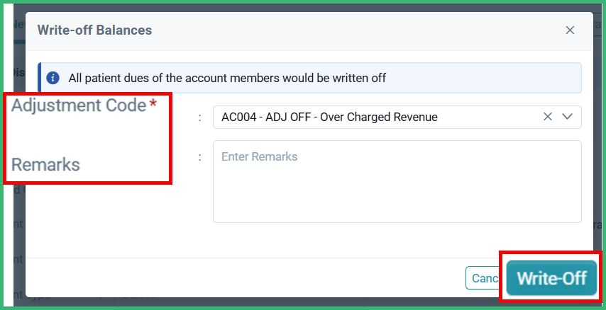 Write Off All or Individual Patient Balances – CareStack: User Resource ...