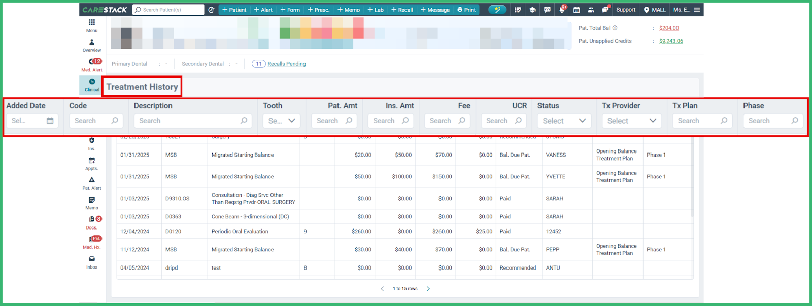 All about Treatment History – CareStack: User Resource Center