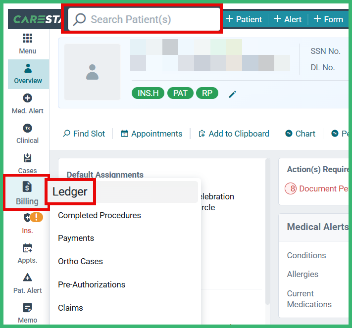 Manage Overpayments : Create or Delete Transfer Receipts – CareStack: User Resource Center