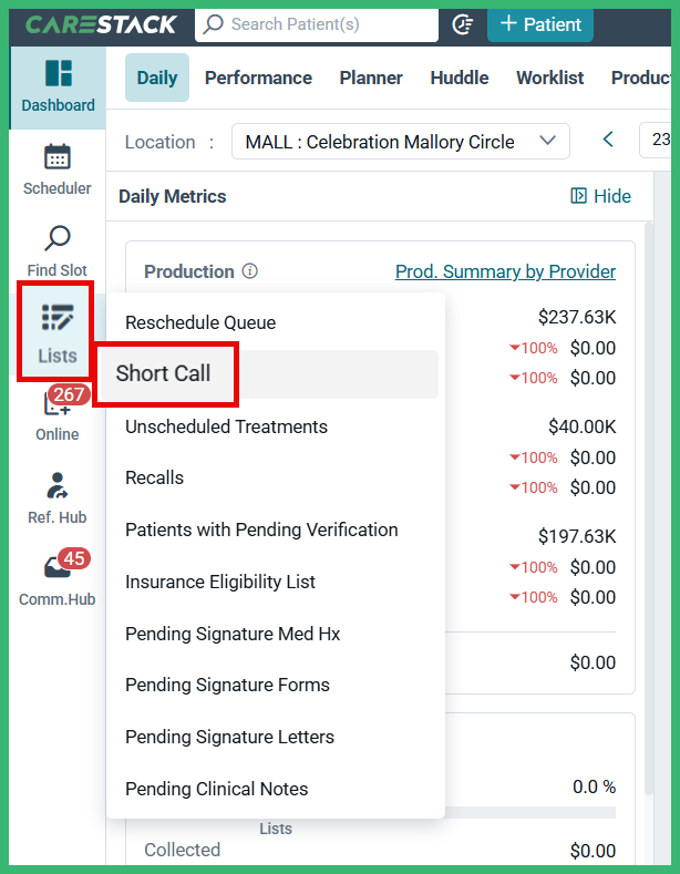 An Overview of the Short Call Feature – CareStack: User Resource Center